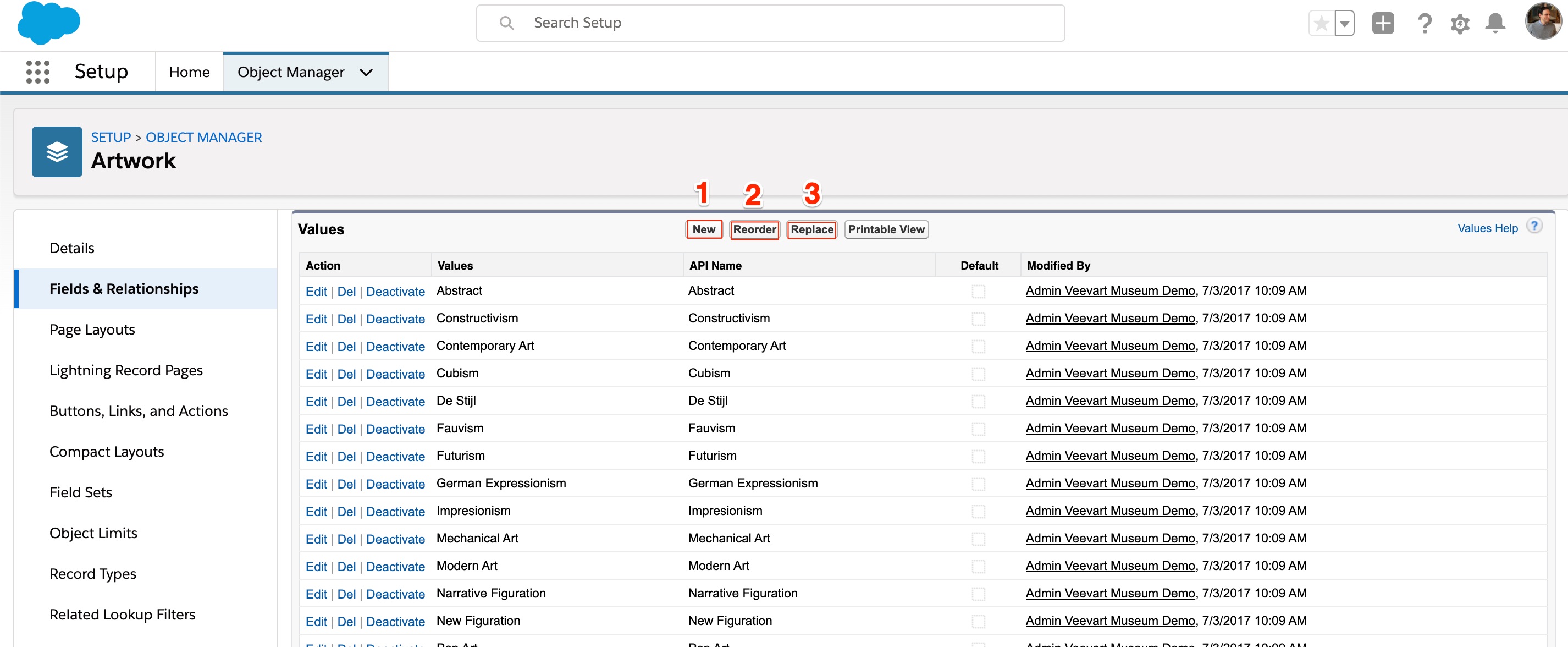 How to modify the values within a picklist field