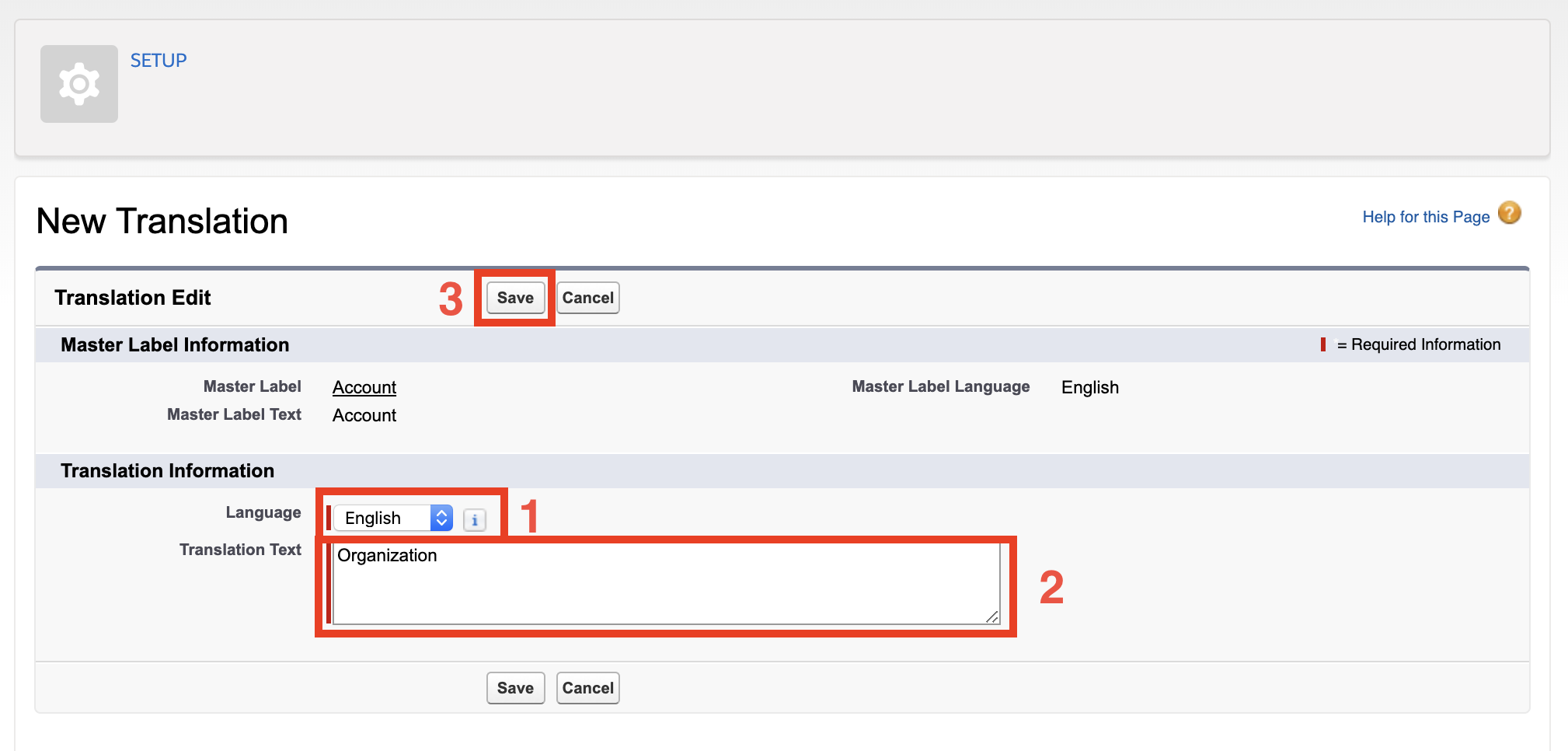 How to search labels in salesforce
