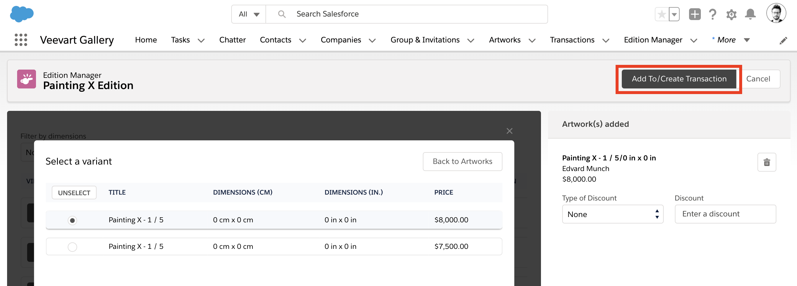 Creating a Transaction from Edition