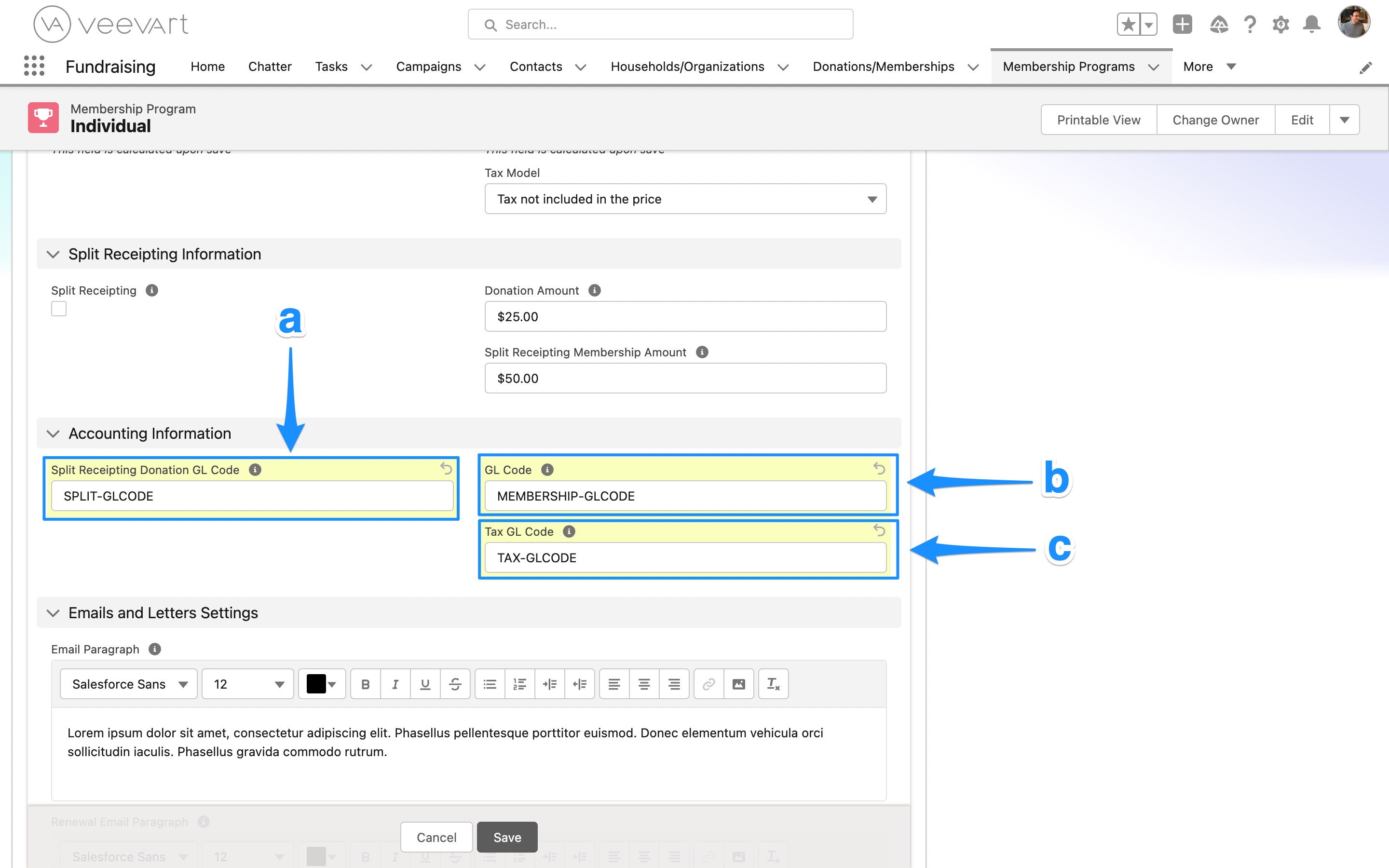 How to set up accounting codes for a Membership Program