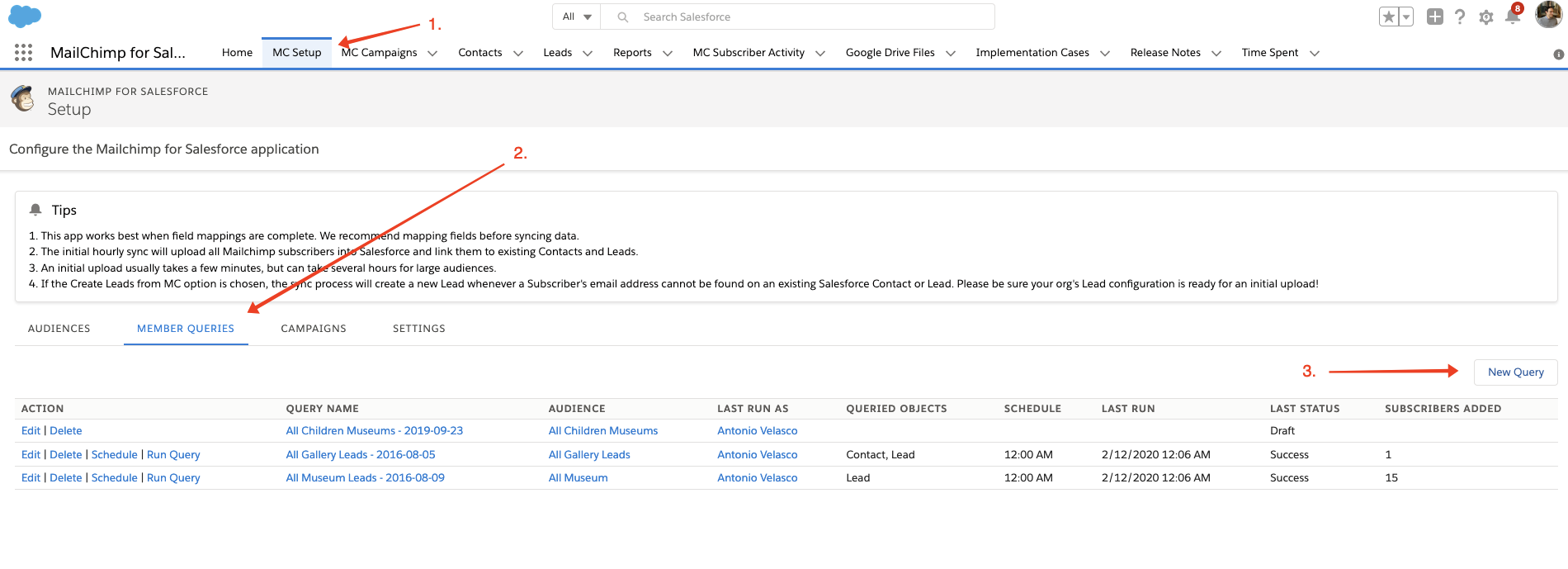 Setting up the Mailchimp App