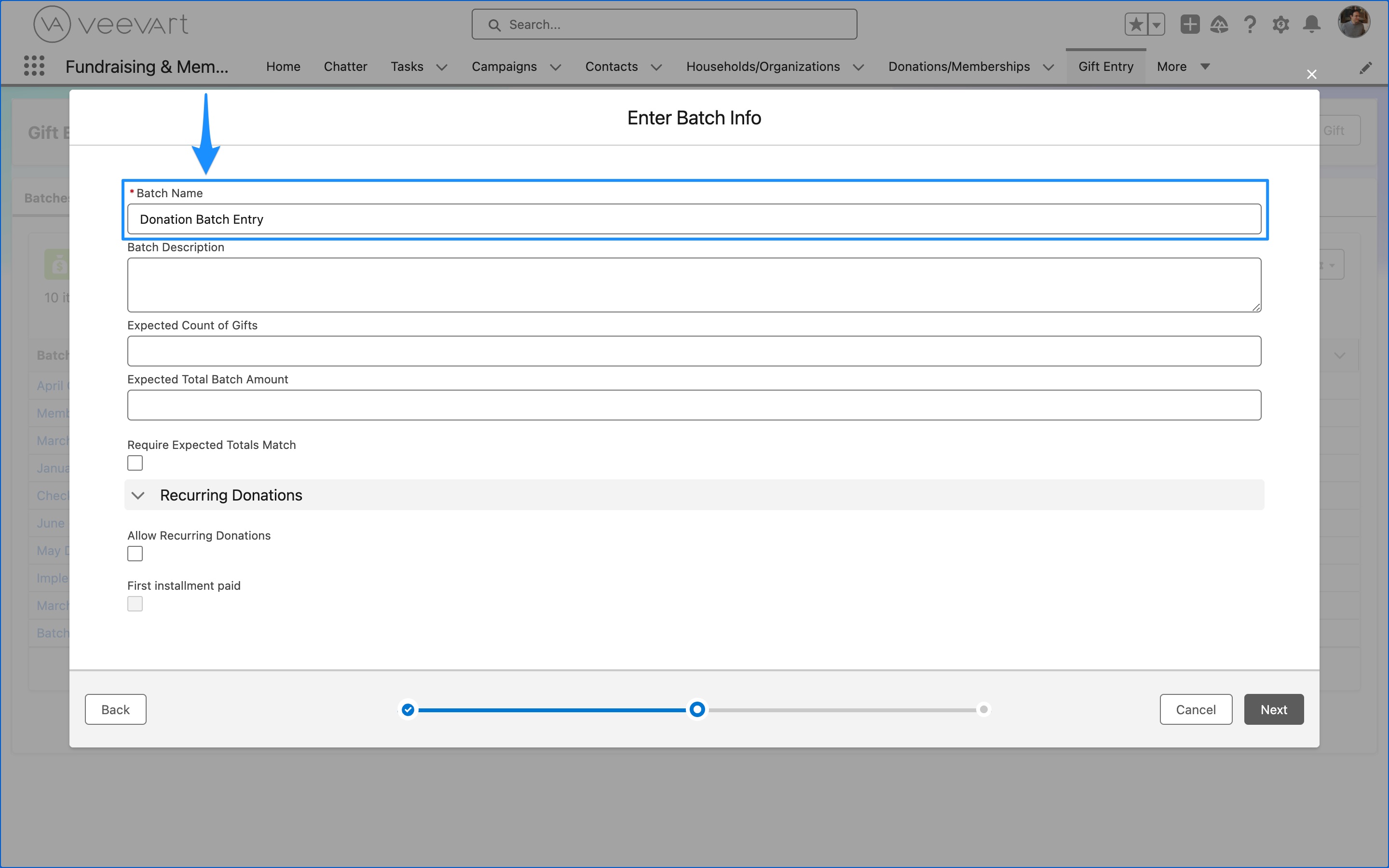 How to create a Gift Batch to process Donation Opportunities?