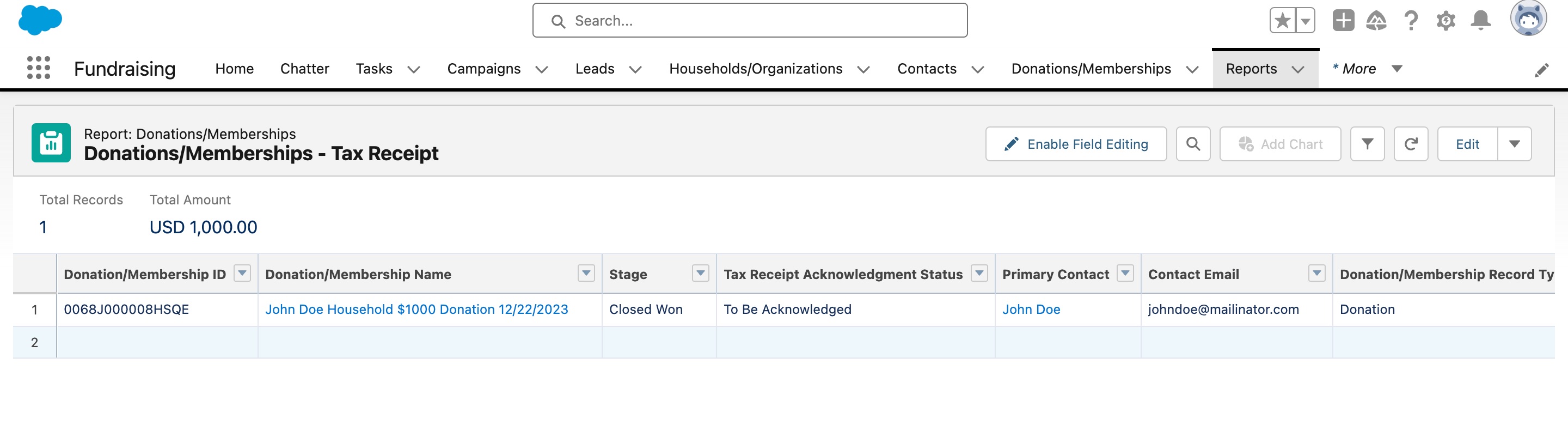 How to set up automatic sending of Tax Receipts