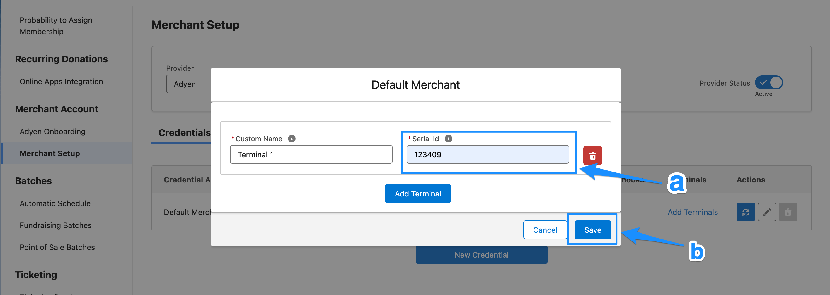 Setting Up the Adyen Terminal Device