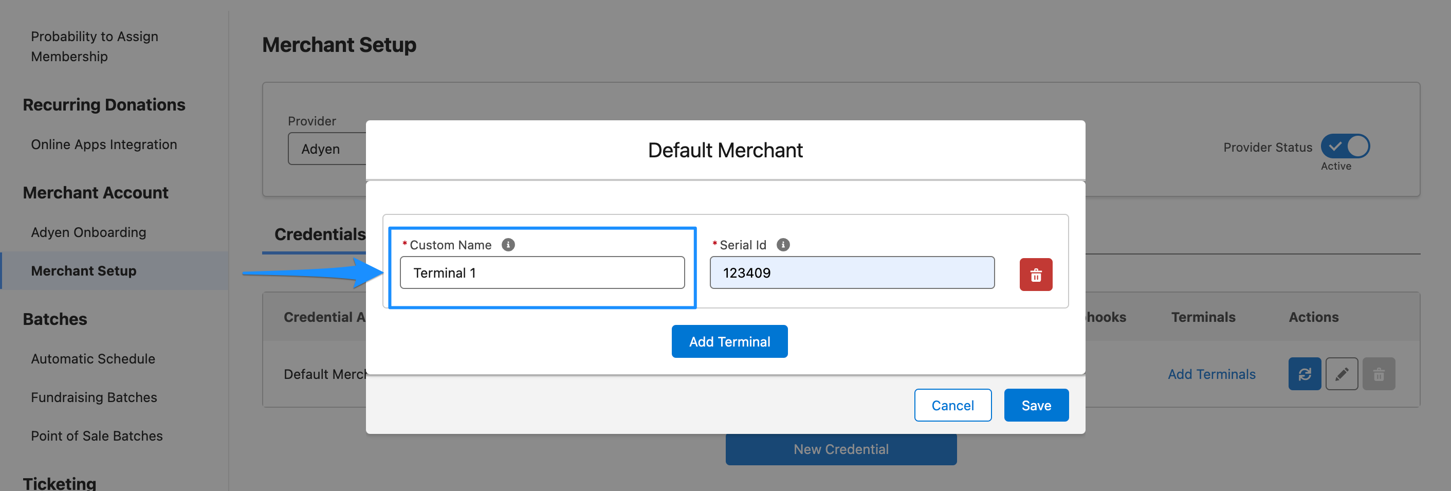 Setting Up the Adyen Terminal Device