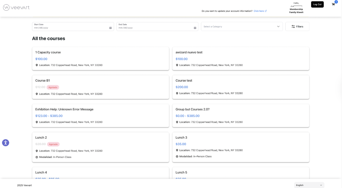 Custom Settings Applied In the Courses Catalog Page
